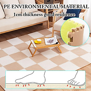 20 Pcs 12x12in Interlocking Foam Puzzle Carpet Tiles,Thick Design Non-Slip Shaggy Square Area Rug Easy to Put Together and Clean Texture Play Ground Mats(Color:Coffee+White)