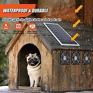 Fitinhot Solar Panel Fan Kit, Waterproof Solar Panel Powered Fan,15W 10V Solar Fan Outside, Portable Solar Exhaust Fan with 4m Cable for Chicken Coops,Pet Houses,Greenhouse,Window Exhaust(3pcs Fans)