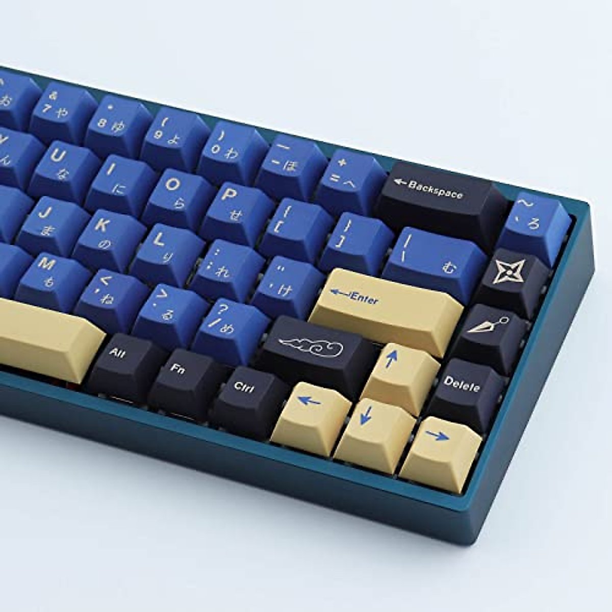 Hyekit PBT Keycaps 119 Keys Blue Samurai Keycaps Dye-Sublimation Ninja PBT Keycap Set Cherry Profile Custom Keycaps for Cherry Gateron MX Switches Mechanical Keyboards US Layout