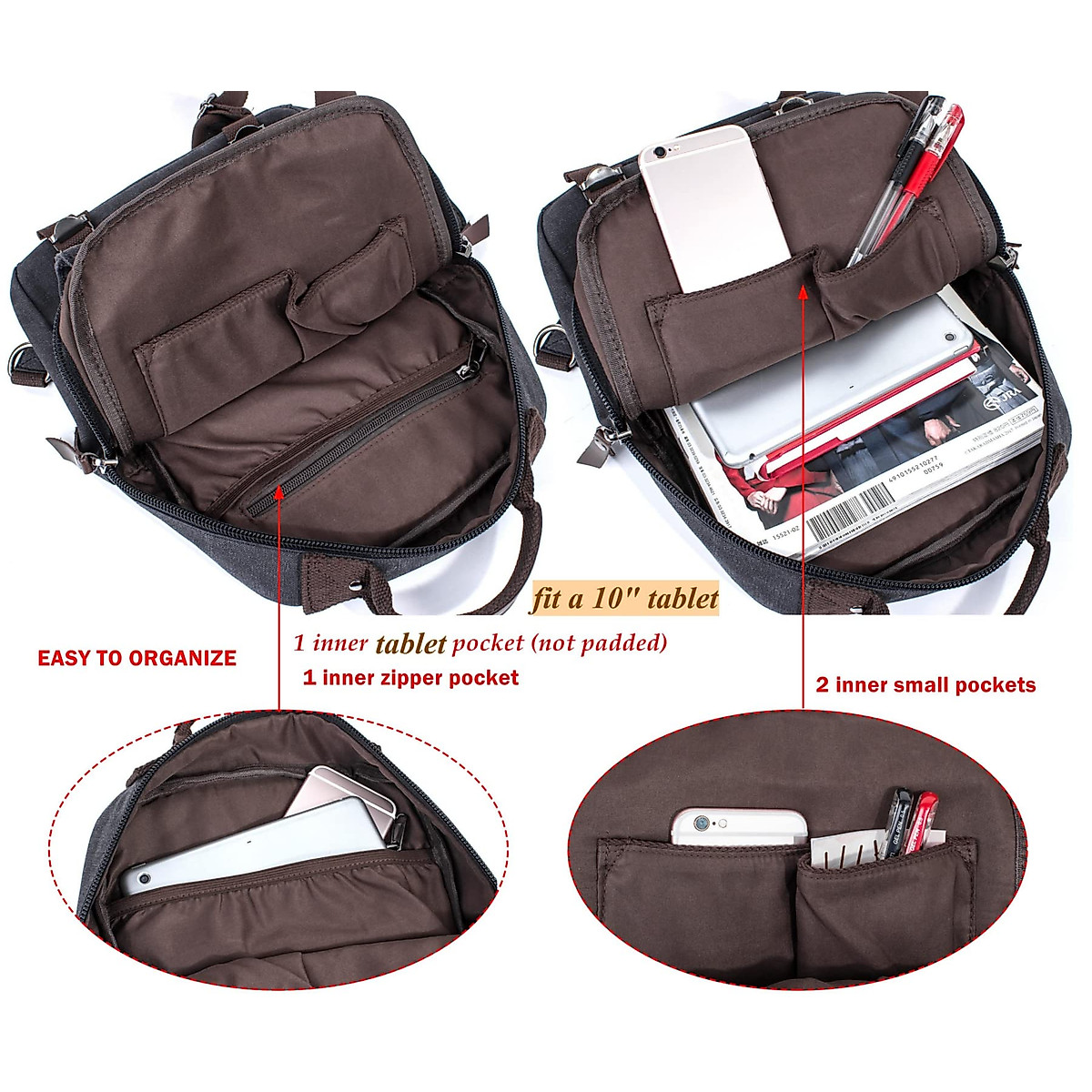 Leaper Retro Crossbody Bag Sling Bag Canvas Messenger Bag for Men Women Shoulder Bag Crossbody Handbags Satchel Black, M