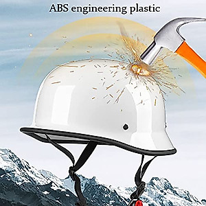 German Style Motorcycle Half Helmet Open Face Adult Men Women DOT Approved Retro Helmet (White)