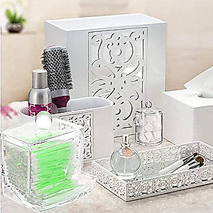 Oidnvay Qtip Holder Cotton Swab Holder Storage Dispenser, Clear Cotton Ball Swab Holder, Apothecary Jars with Lids for Bathroom