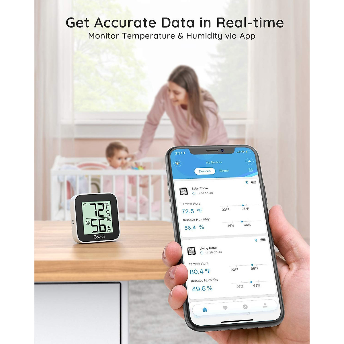 Govee Hygrometer Thermometer H5075 Bundle with Govee Temperature Humidity Monitor 2-Pack