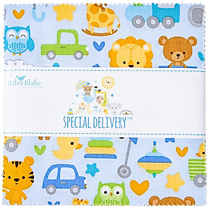 Special Delivery Riley Blake 5-inch Stacker, 42 Precut Fabric Quilt Squares by Doodlebug Design Inc.