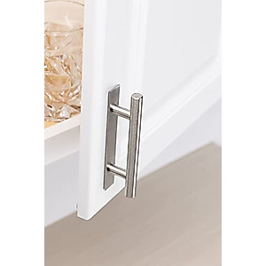 Adherion Adhesive Cabinet Stick On Door Handles 5" | No Drilling Stick On Handle for Drawers Doors Wardrobes Windows | 3M Handle Adhesive | 2 Pack Brushed Nickel | All Metal Stick On Cabinet Handles |