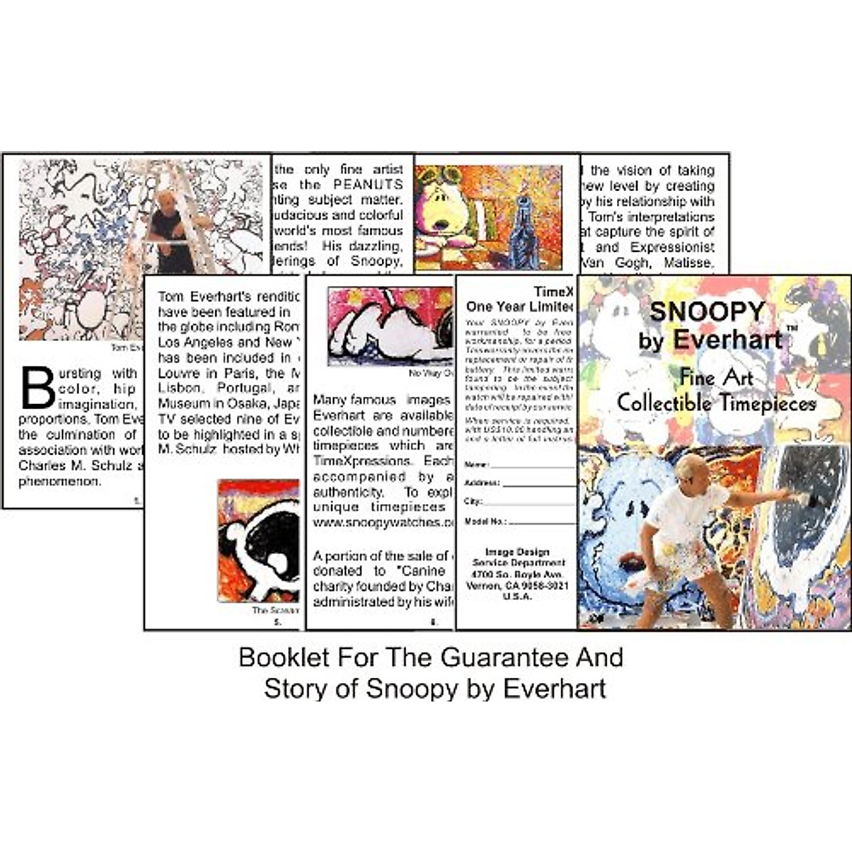 RICH Snoopy by Everhart Featuring Tom Everhart's Image of Snoopy in Nobody Barks in L.A. On The Unisex Size Brushed Chrome Watch with A Red Leather Strap