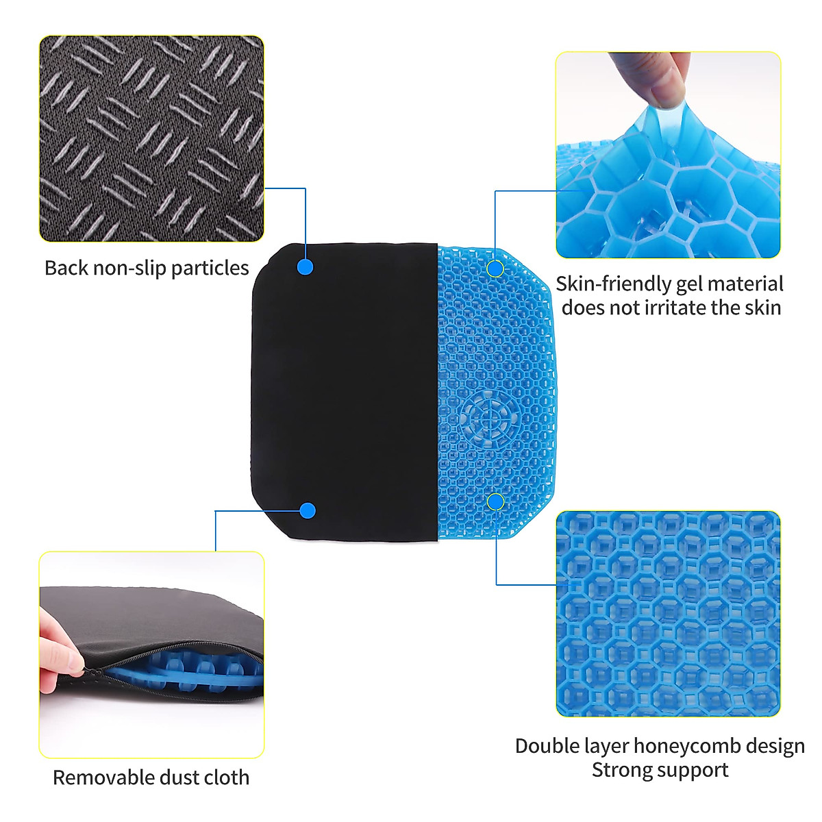 janek show Gel Seat Cushion, Double Layer Egg Gel Cushion for Pressure Relief, Seat Cushion for The Car,Office,Wheelchair&Chair.Breathable Design,Durable,Portable