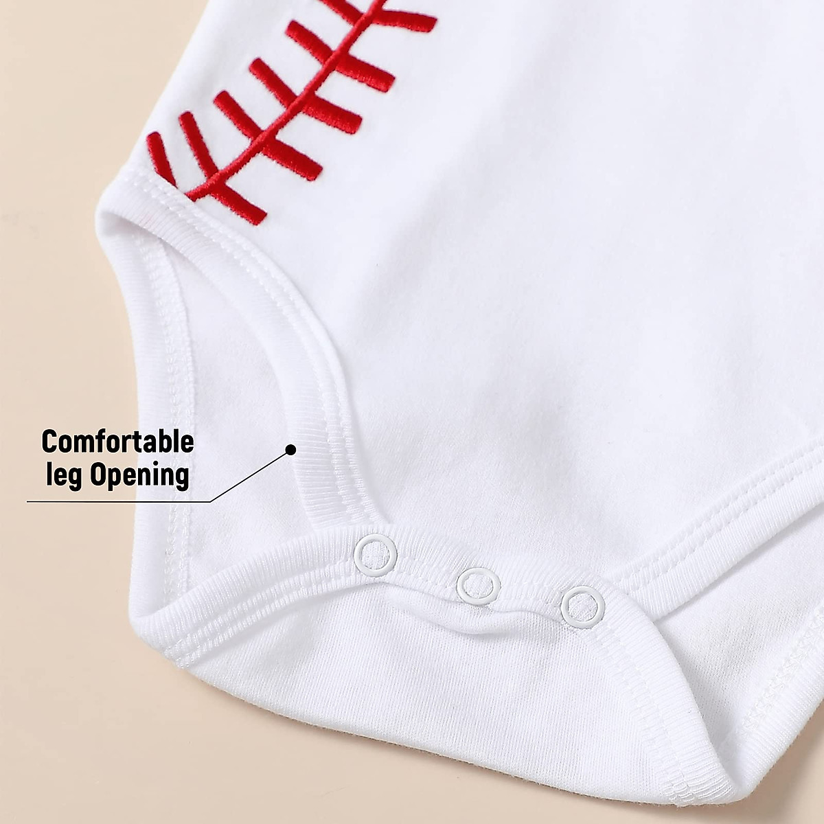 Chichoo Newborn Baby Boy Girl Bodysuit Baseball Sport Outfit Clothes Interlock 195 Gsm 0-24 Months (Baseball, 0-3 Months)