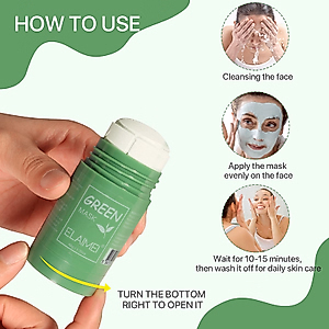 moulis Green Tea Mask Purifying Clay Stick, 2 Pack Stick Blackhead Remover, Face Moisturizing, Oil Control, Deep Pore Cleaning for All Kind Skin Type Women Men 1.25 Ounce (Pack of 2)