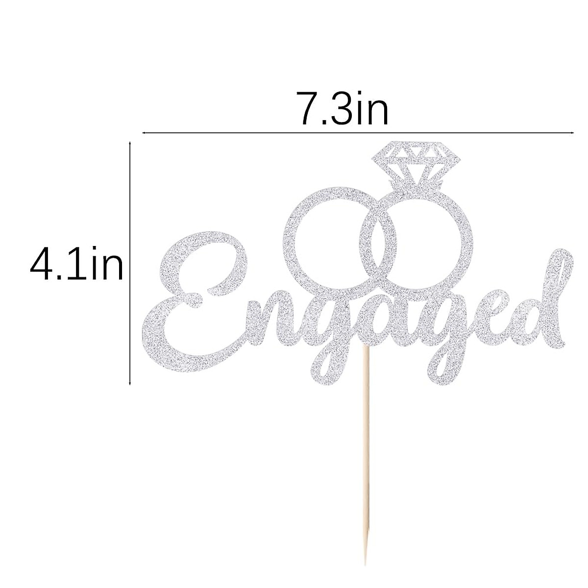 AROKIPPRY Engaged Cake Topper Wedding Cake Toppers, Engagement, Wedding Reception, Wedding Cake Decoration (silver)