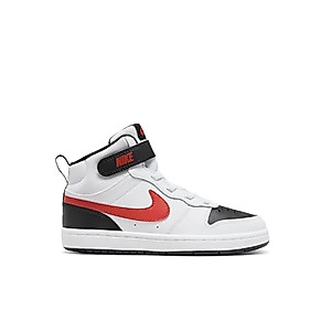 Nike Court Borough Mid CD7782-110 Boys Casual Shoes (White/University RED-Black)