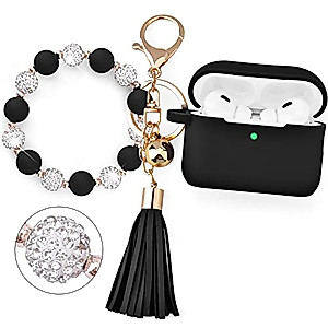 Filoto Airpod Pro 2 Case, Cute Airpods Pro 2 Cover for Women Girls, Silicone Protective Airpods Pro 2 Case with Bling Bracelet Keychain (Bling Black)