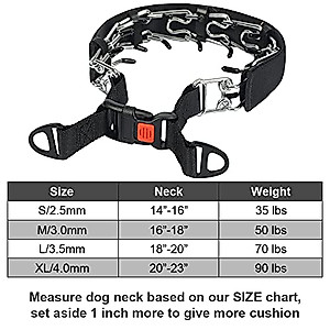 CBBPET Dog Prong Collar, Adjustable Dog Training Collar with Quick Release Buckle for Small Medium Large Dogs