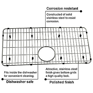 LKOBG2915SS Stainless Steel Bottom Grid,for specific Elkay sink bowls 27-1/2" x 13-1/2" x 1-1/4"Sink Grid,Sink Rack for Bottom of Sink,Kitchen Sink Grid,Sink Protector,Sink Bottom Grid
