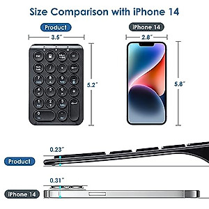 SANWA Bluetooth Numeric Keypad, Rechargeable Wireless Ten Key Number Pad, 22-Key Portable & Slim Financial Accounting Numpad for Laptop Computer, Compatible with MacBook, Windows, Android, iOS, Black