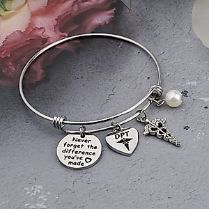 WSNANG DPT Bracelet Doctor of Physical Therapy Graduation Gift Never Forget The Difference You've Made DPT Graduate Gift (DPT Difference BR)