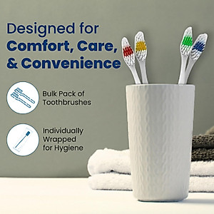 Variety Savings 150 Toothbrushes Bulk Wholesale Quantity Standard Size, Dental Care Toiletries, Medium Soft Bristles, Individually Wrapped, Homeless Care, Disposable Use, Hotels, Travel