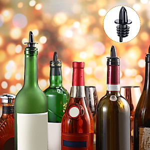 100 Packs Liquor Bottle Pourers Flow Pourers Plastic Spouts Black Bottle Pourers for Bars Clubs Pubs Restaurants Coffee Shops and Home