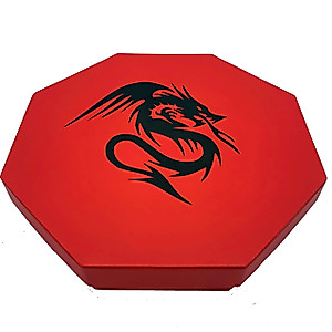 Luck Lab 8 Inch Dice Tray – Red - with Lid and Dice Staging Area for RPG Table Top Gaming- Dragon Design