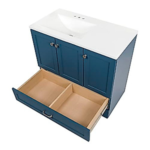 Spring Mill Cabinets Emlyn Bathroom Vanity with Sink, 18.75"D x 36.25"W x 32.89"H, Admiral Blue