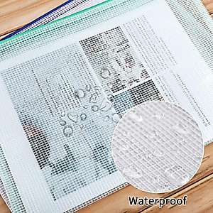 EOOUT 10pcs Mesh Zipper Pouch Zipper File Bags, Puzzle Project Bags for Cross Stitch and Organizing Storage, Letter Size A4 Size for Travel, School, Board Games and Office Supplies