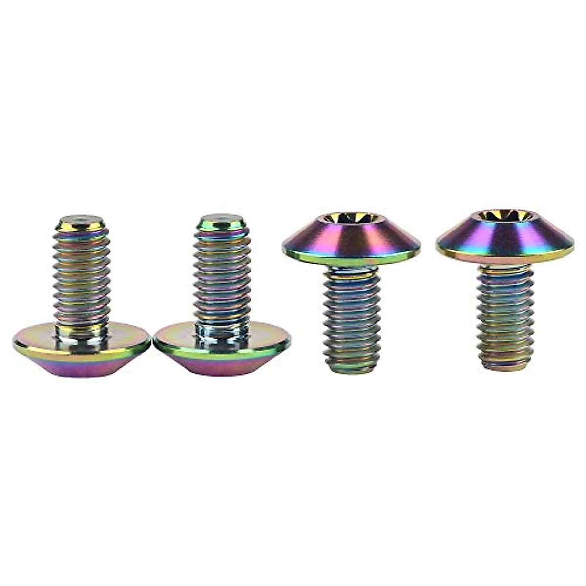 Wanyifa Titanium M4 M5 M6 10 12 15 20 25mm Button Torx Head Bolt Screw for Bicycle Motorcycle Pack of 4 (Ranibow, M5x12mm)