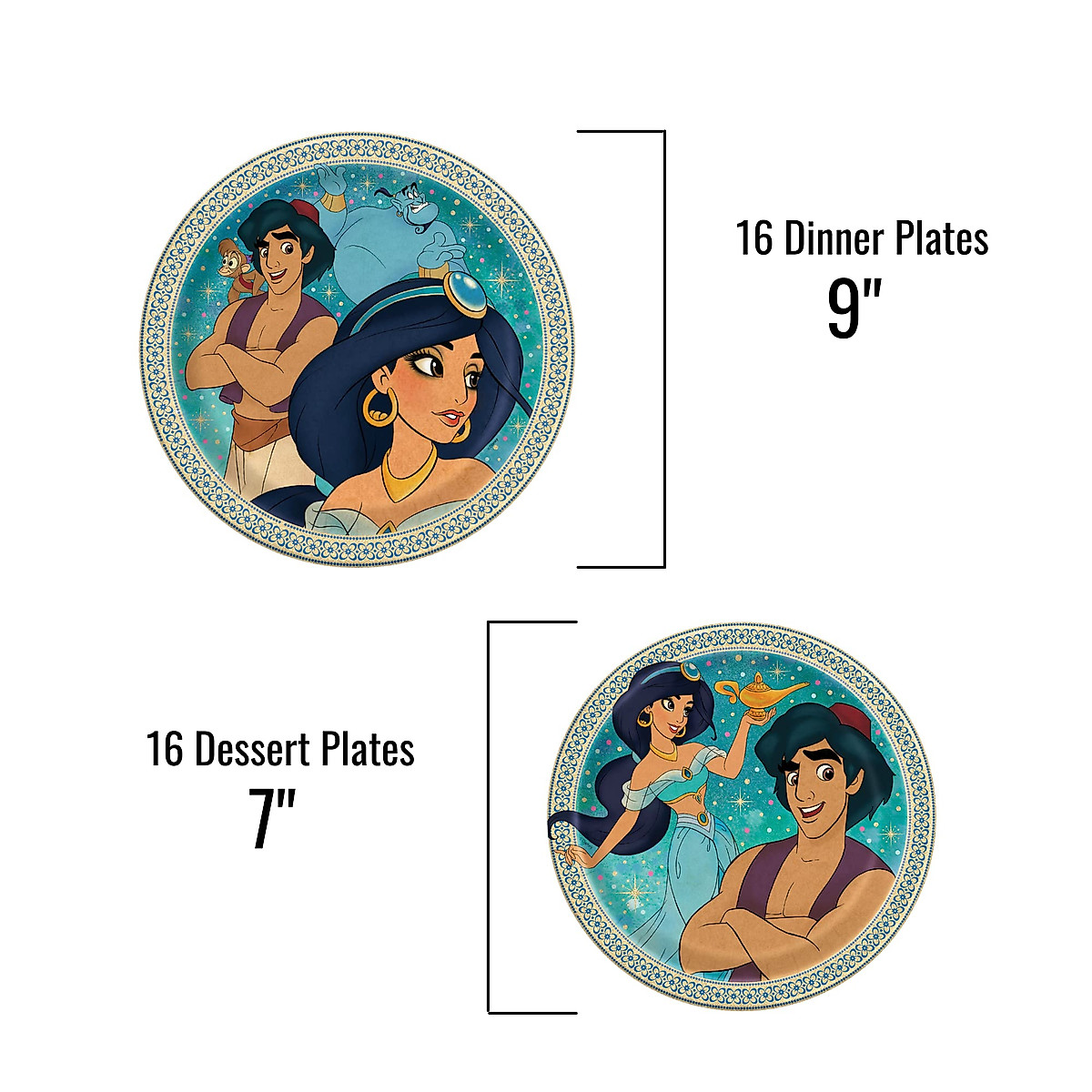 Aladdin Birthday Party Supplies Tableware Set, Serves 8 Guests, Includes Plates, Napkins, Cups, Tablecover and Exclusive Party Games Booklet by Party Craft Creations