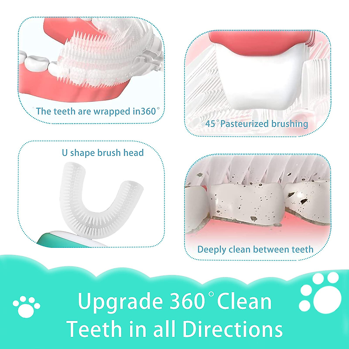 Azanxo Kids U Shape Whole Mouth Toothbrush Heads, Soft Tooth Brush Head for Sonic Ultrasonic Automatic Electric Toothbrush U Shaped (S for Aged 2~6)