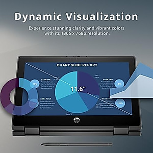 HP 2022 11.6" Pro x360 Fortis G9 Multi-Touch 2-in-1 Laptop, Intel pentium N6000 Processor, 8GB RAM, 128GB SSD, Intel UHD Graphics, 720p Webcam, Stylus Pen, Win 10 Pro, Black.