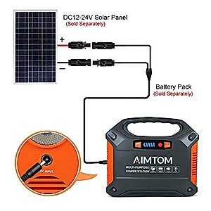 AIMTOM 6.6Ft Heavy Duty Waterproof Solar Male/Female Connector to DC 5.5mm x 2.1mm Solar Panel Adapter Cable for Charging SPS-155 SPS-194 Power Stations, Solar Generators or Rechargeable Battery Pack