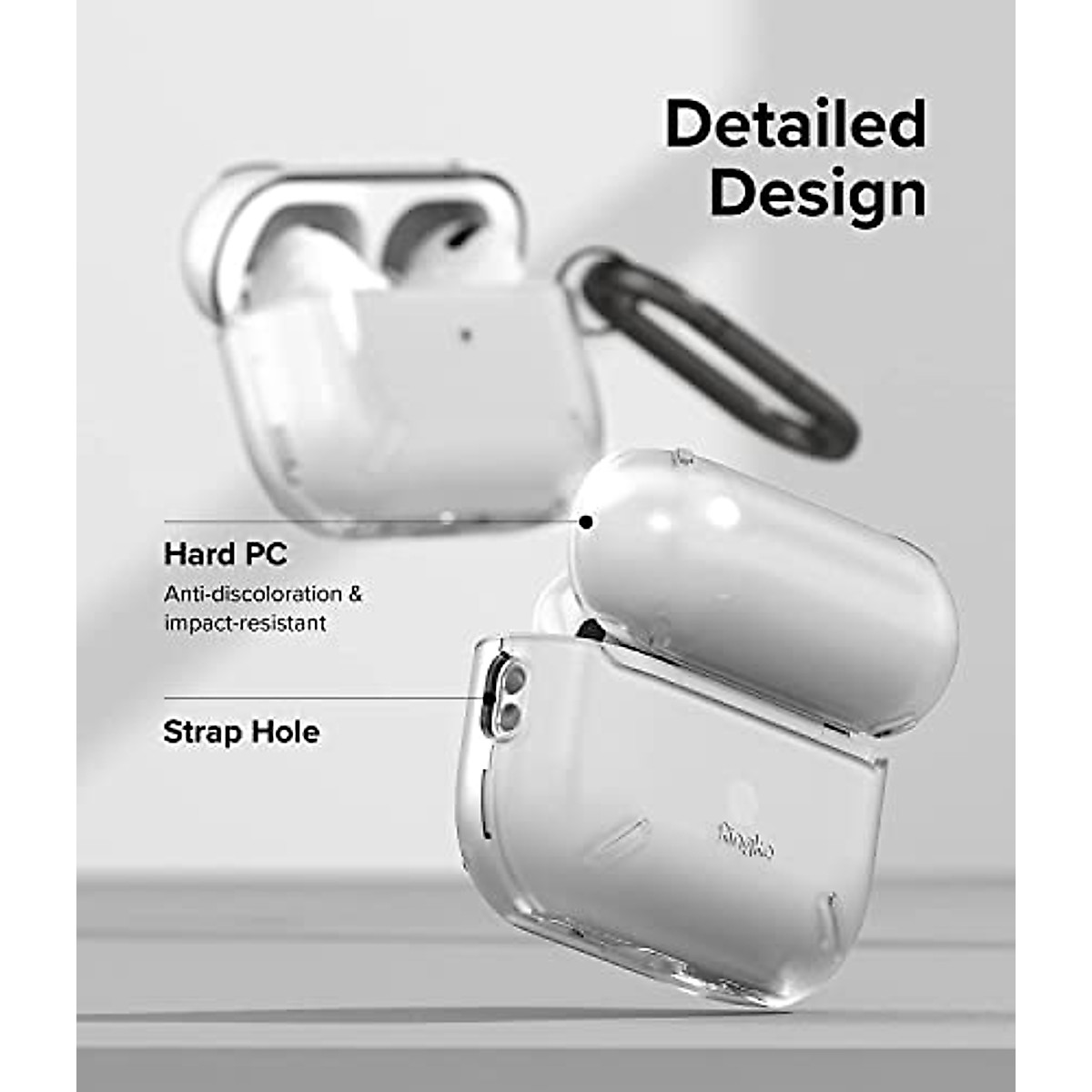 Ringke Layered Case [Scratch Resistance] Compatible with AirPods Pro 2 Case, Shockproof Cover with Carabiner Designed for AirPods Pro 2nd Generation - Matte Clear