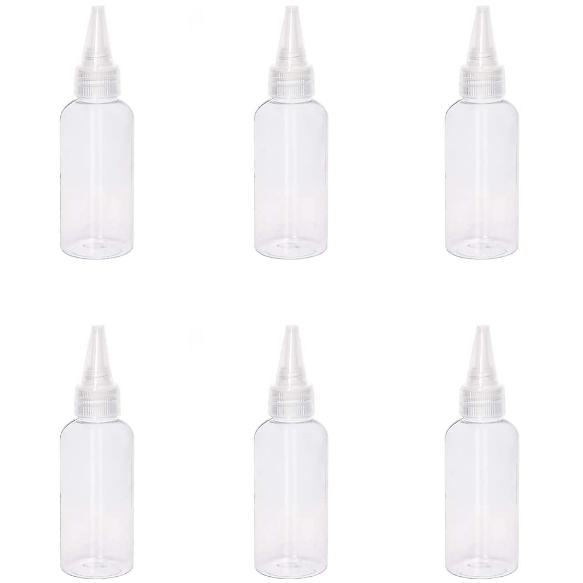 lasenersm 6 Pieces Plastic Squeeze Bottles 2oz Small Squeeze Bottles Plastic Bottles Applicator Mini Empty Squirt Bottle with Top Cap for Paint Art Craft Liquids Lotion Glue, Transparent