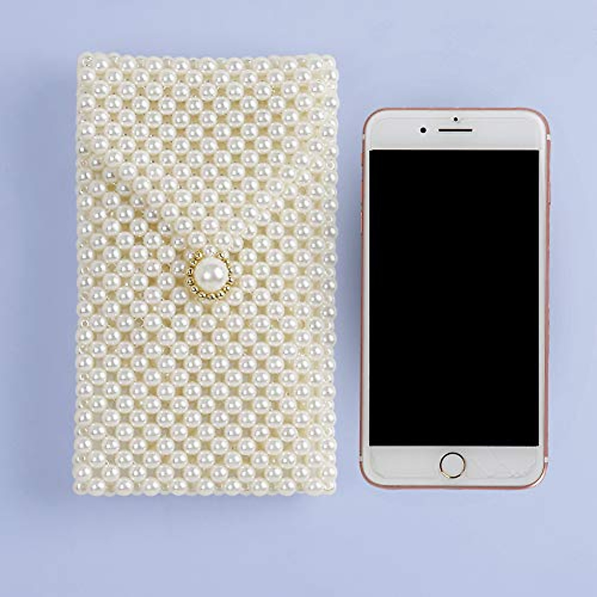 Hogoo Luxury White Pearl Purses Shoulder Bag for Women Pearl Bag Crossbody Beaded Clutch Evening Bag (WhiteSet2)