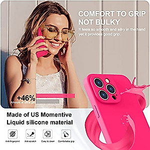 Vooii Compatible with MagSafe iPhone 14 Pro Magnetic Case, [9H Screen Protector] [Camera Protective] [Soft Microfiber Lining] Liquid Silicone Shockproof Case for iPhone 14 Pro - Hot Pink