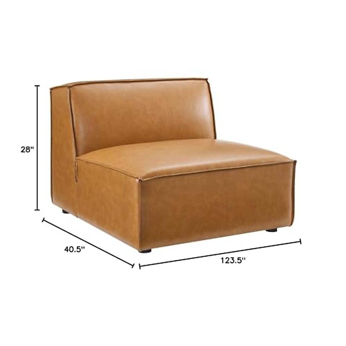 Modway Restore Vegan Leather Sectional 3-Seater Sofa in Tan