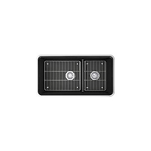 KOHLER Neoroc Undermount Double Bowl Kitchen Sink, Composite Sink with Smart Divide, 33" Double Offset Bowl with Sink Racks