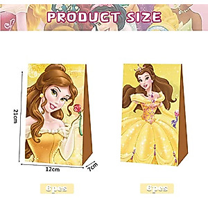12 Pieces Beauty and the Beast Gift Bags Beauty Princess Party Favors Gift Bags Beauty Beast Princess Themed Candy Bags for Girls Baby Shower Decorations