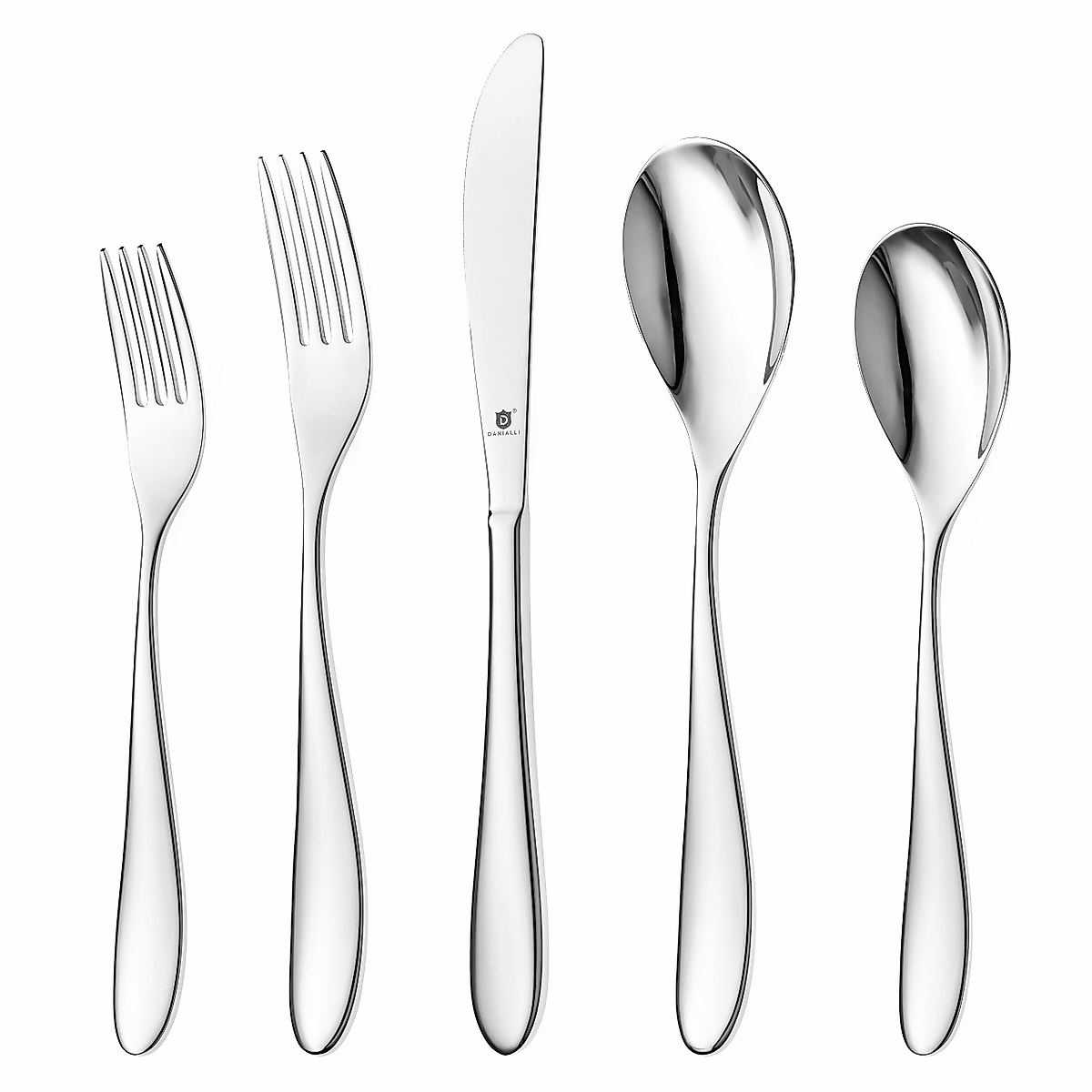 DANIALLI Modern Marettimo Silverware Set - 18/10 Stainless Steel Flatware Set for Elegant Dining - Dishwasher Safe Cutlery Set (30-Piece)
