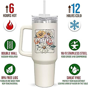 Noni Personalized Mama Tumbler, Custom Mama Tumblers With Handle And Straw, New Moms Gifts, Mothers Day Tumbler Gifts, Mommy Cups, Inspirational Mom Mug