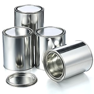 Empty Metal Paint Cans with Lids Paint Storage Containers Tiny Empty Unlined Pint Paint Pails(4 Pack,1 Quart)