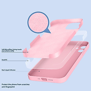 ANDATE Compatible with iPhone 12 Mini Case Silicone Pink, Soft Liquid Silicone Rubber Case Full-Body Protective Case Cover for iPhone 12mini- 5.4 Inch
