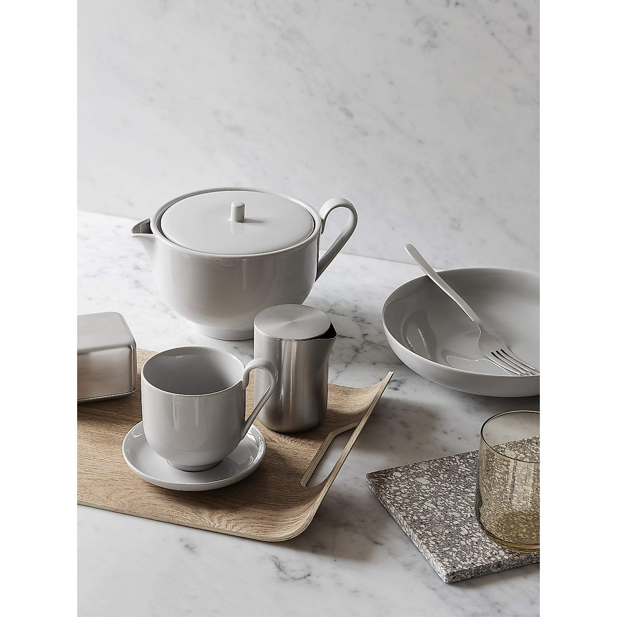 Blomus Basic Milk Container with Lid, 9.7 x 6.6 x 7.5 cm, Brushed Stainless Steel