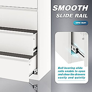 Aobabo Metal Lateral File Cabinet with Lock,Large Deep Drawer with Adjustable File Bars for Office,Home,35.43 Inches Wide for Letter/Legal A4 Size Drawer,Assembly Required (White,3 Drawer)………