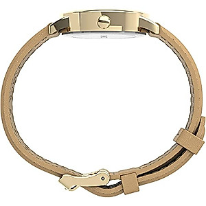 Timex Women's Easy Reader 30mm Watch – Gold-Tone Case Cream Dial with Tan & Blue Leather Strap