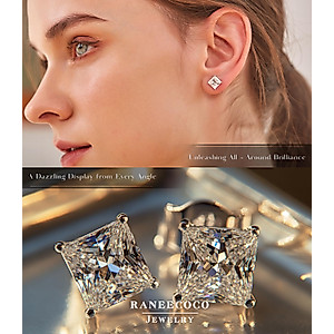 "STUNNING FLAME “18K Gold Plated Sterling Silver Princess Cut Cubic Zirconia Stud Earrings for men women(w-6)