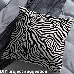 Zebra Fur Print Fabric by The Yard Africa Wildlife Skin DIY Sewing Craft Hobby Fabric by The Yard Black White Geometric Striped Decorative Fabric for Upholstery and Home Accents,1 Yard