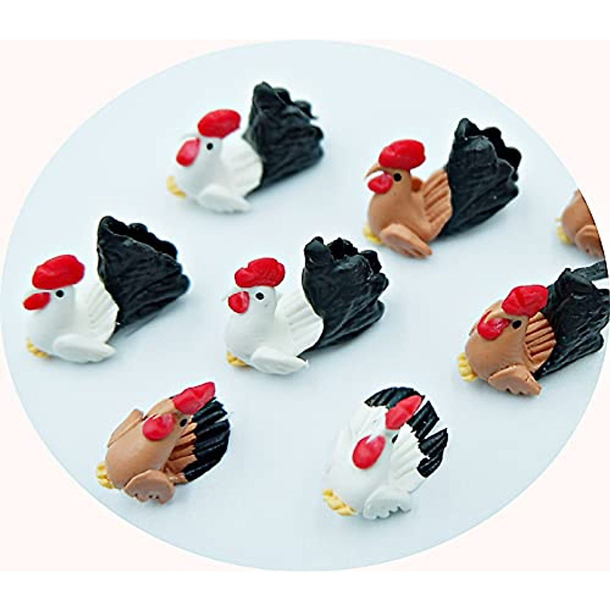 Mixed 2 Colour Lot of 12 Miniature Animal Chicken Outdoor Patio Decor Fairy Garden Supplies Animal Figurine Furniture Dollhouse