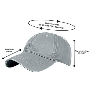 Glamorstar Classic Unisex Baseball Cap Adjustable Washed Dyed Cotton Ball Hat Grey