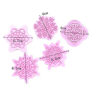 BYBYCD Mandala Lace Pattern Embossing Die Plastic Stamp Cutter Flower Pattern Molds Cookie Polymer Clay Sculpture Texture Fondant Stamp 5pcs/set