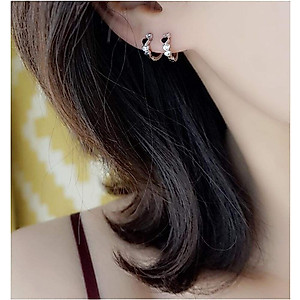 Double Love Heart Cubic Zirconia Sleeper Small Hoop Earrings for Women Teen Girls Cartilage Tiny Cute CZ Huggie Hoops Hypoallergenic for Sensitive Ear